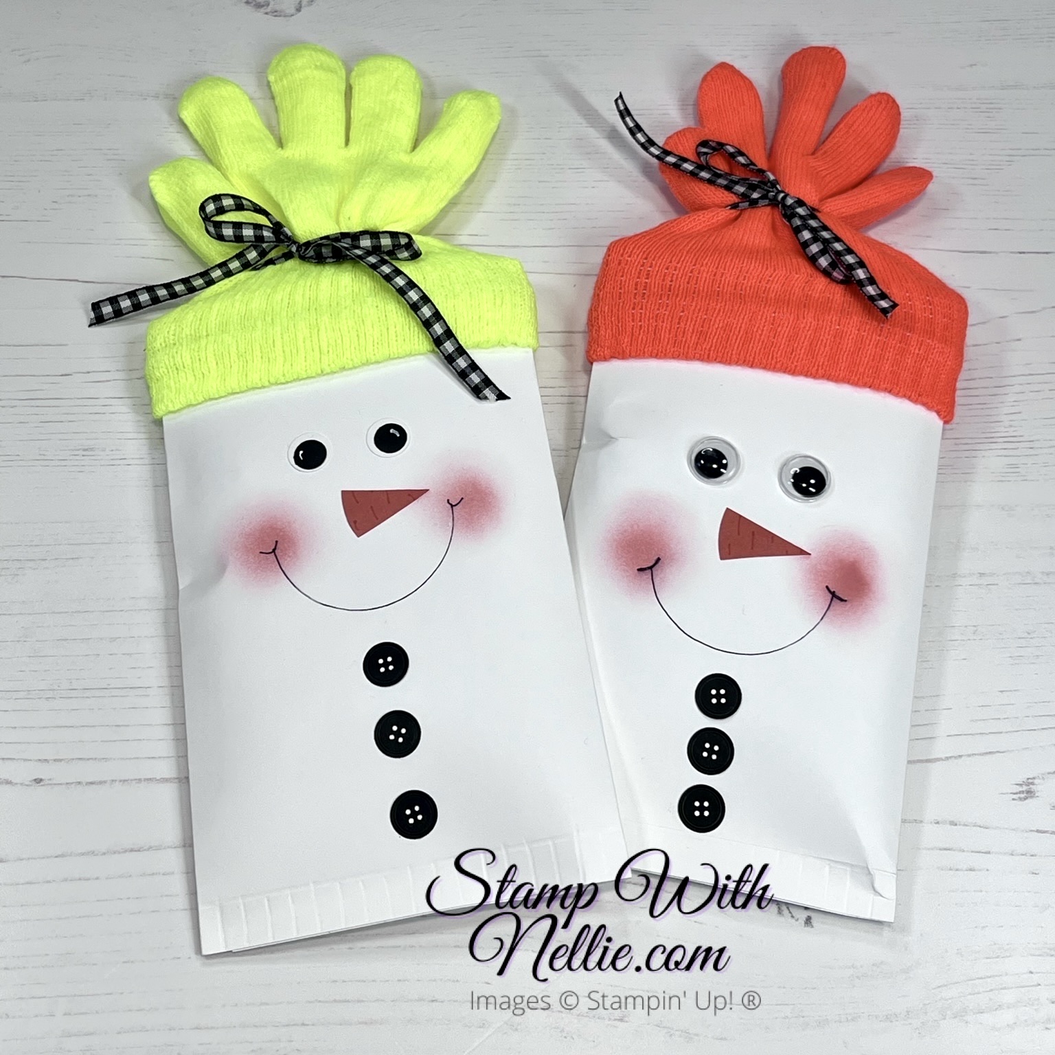 Snowman Gloves & Popcorn gift idea - tutorial - Stamp with Nellie
