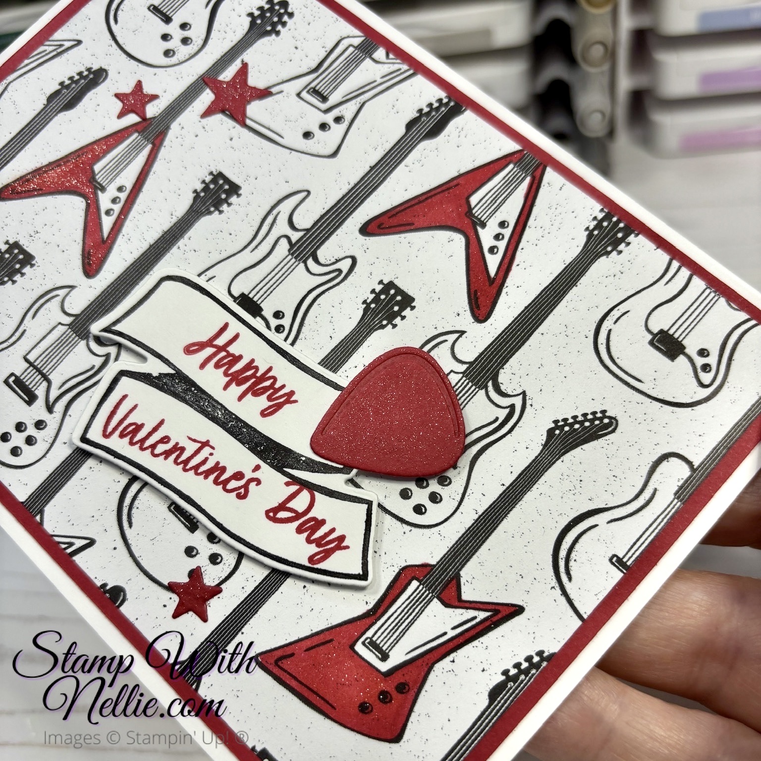 Rock Star Valentine's card - InspireInk Blog Hop - Stamp with Nellie