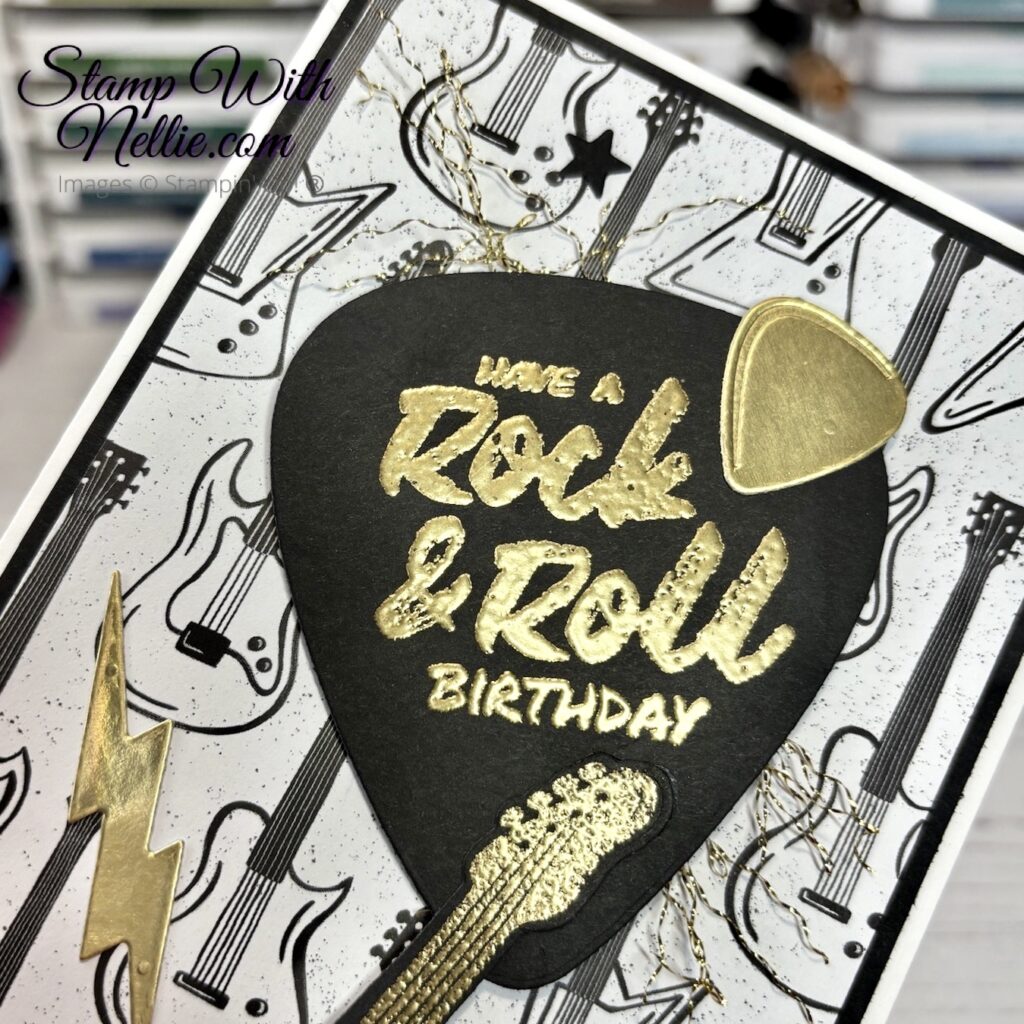 Slimline Rock Star birthday card - Stamp with Nellie