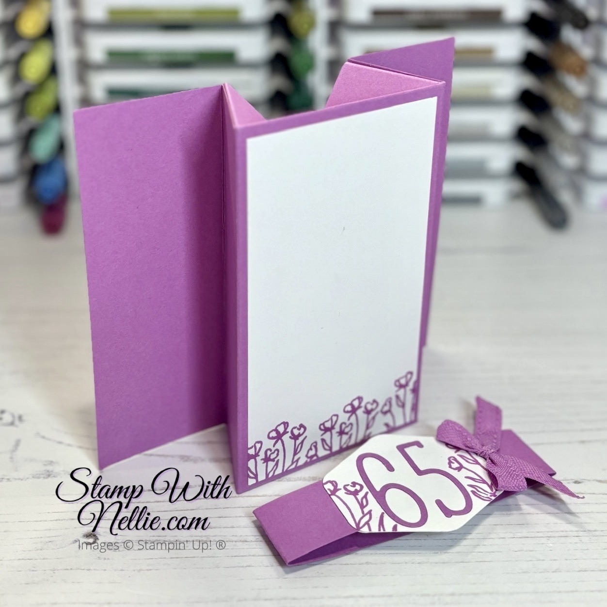 Fold Flat box card with a pop up sentiment - Stamp with Nellie