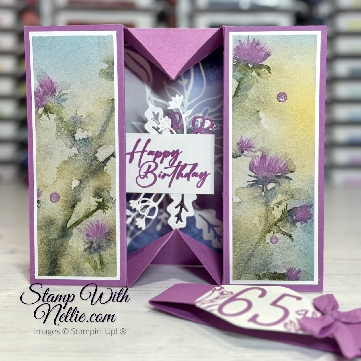 Fold Flat box card with a pop up sentiment - Stamp with Nellie