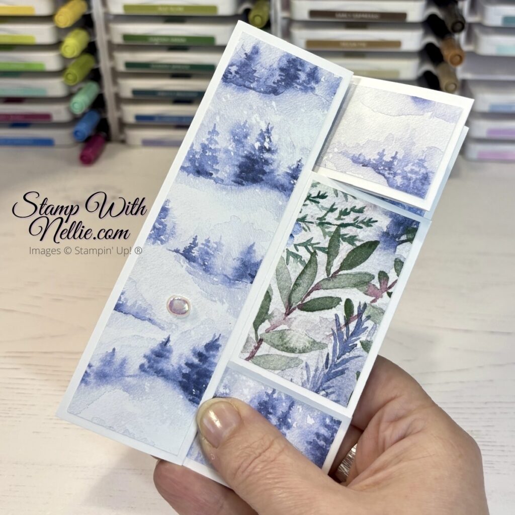 Winter Meadow Tri-shutter Christmas card - Stamp with Nellie