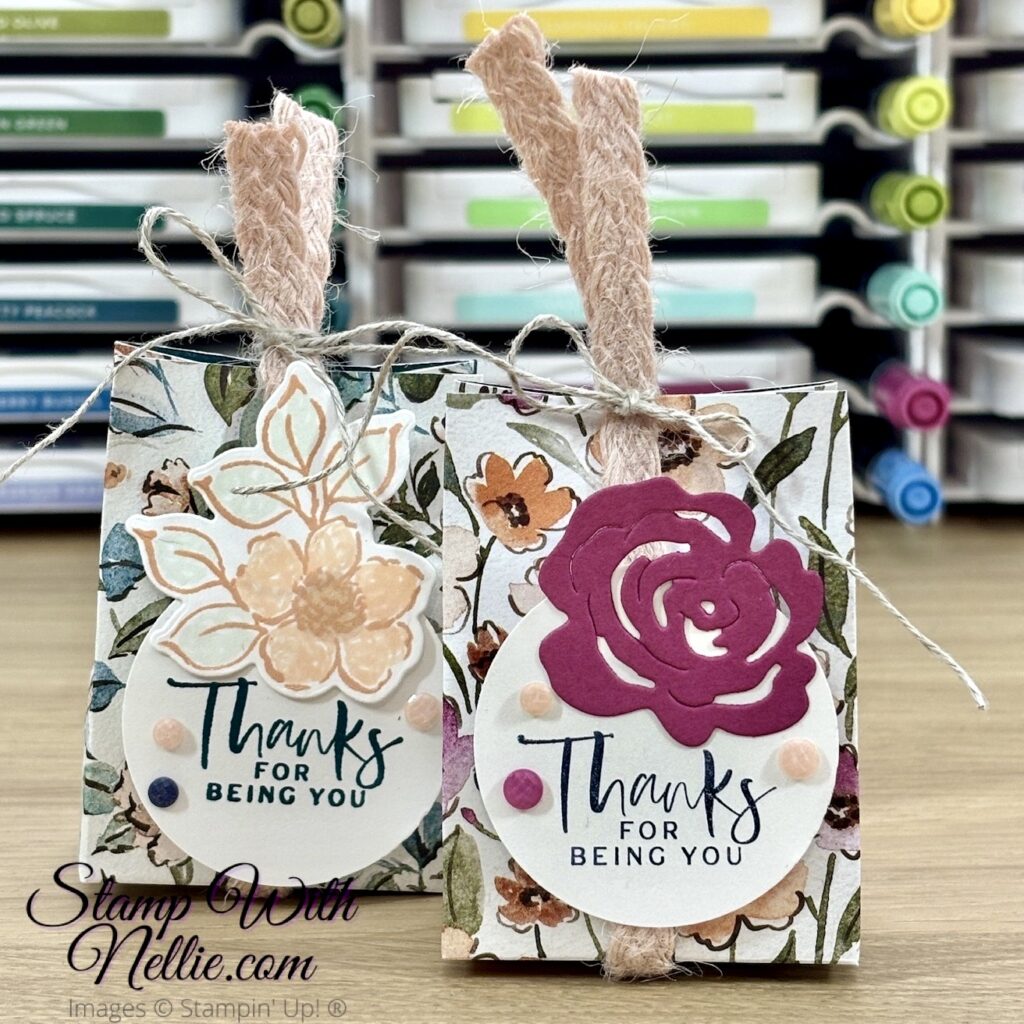 Small Floral Charm gift bag - tutorial - Stamp with Nellie